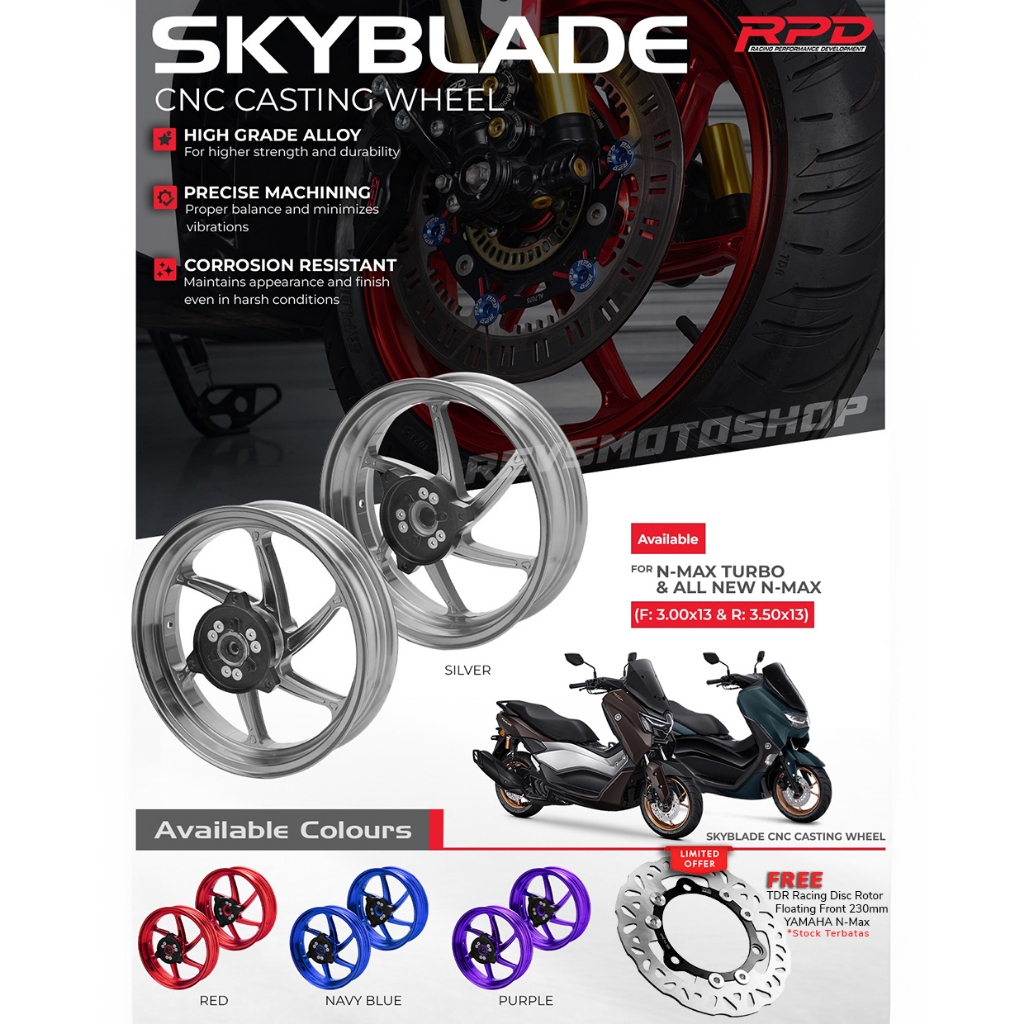 Jual VELG RPD SKYBLADE CNC CASTING WHEEL VELG SET MAGNUM YAMAHA NMAX ...