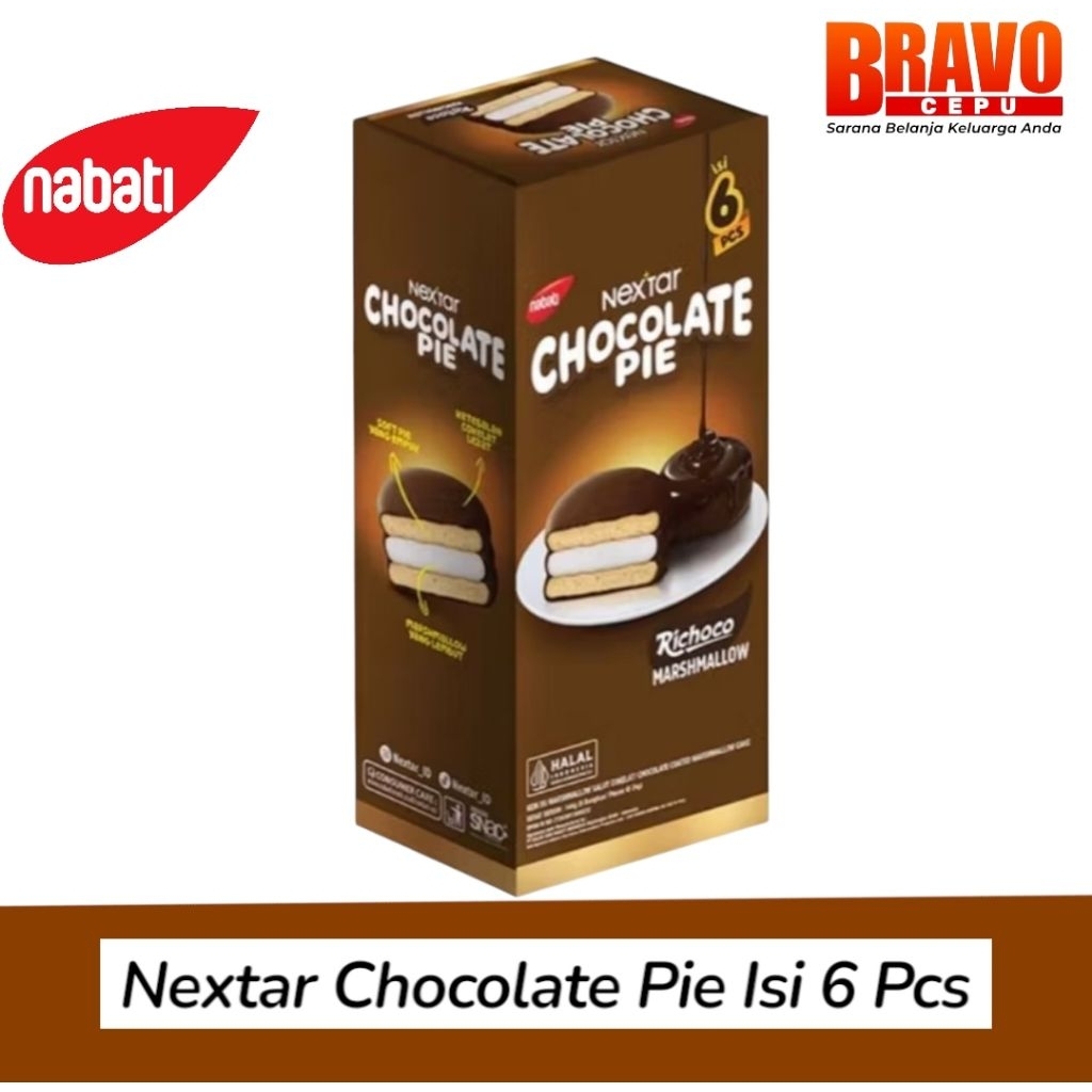 Jual NEXTAR CHOCOLATE PIE ISI 6 PCS | Shopee Indonesia