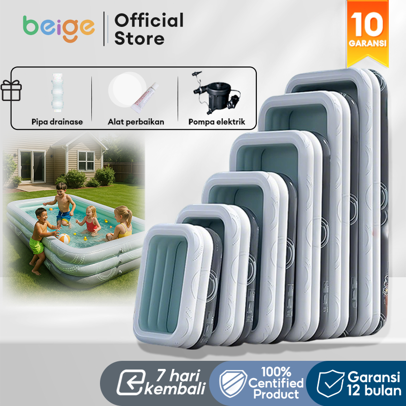 Jual BEIGE Kolam Renang Anak Inflatable Jumbo 4M 4 Lapis Anti Bocor ...