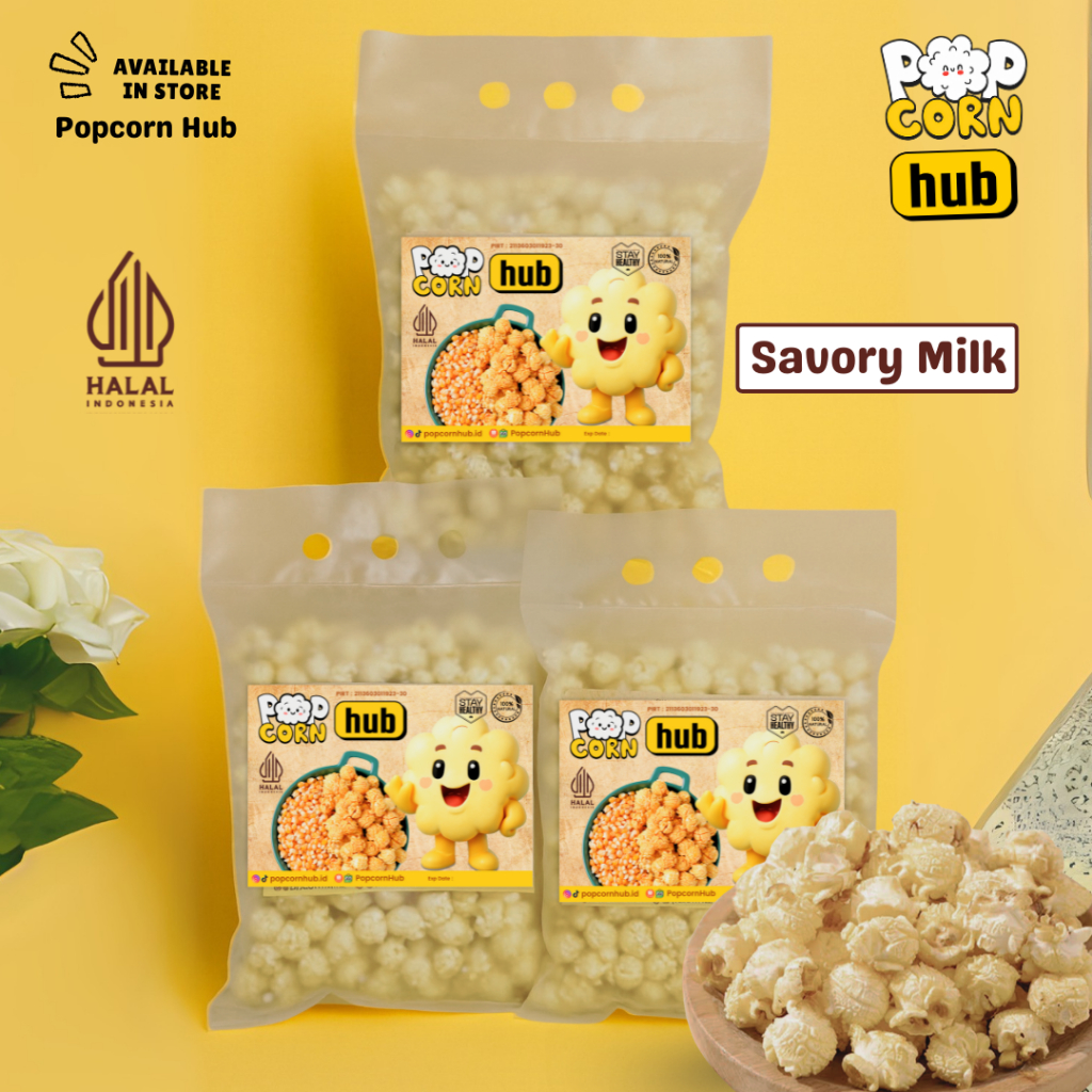 Jual Popcorn Hub Savory Milk 400gr | Popcorn Rasa Susu Gurih Renyah ...