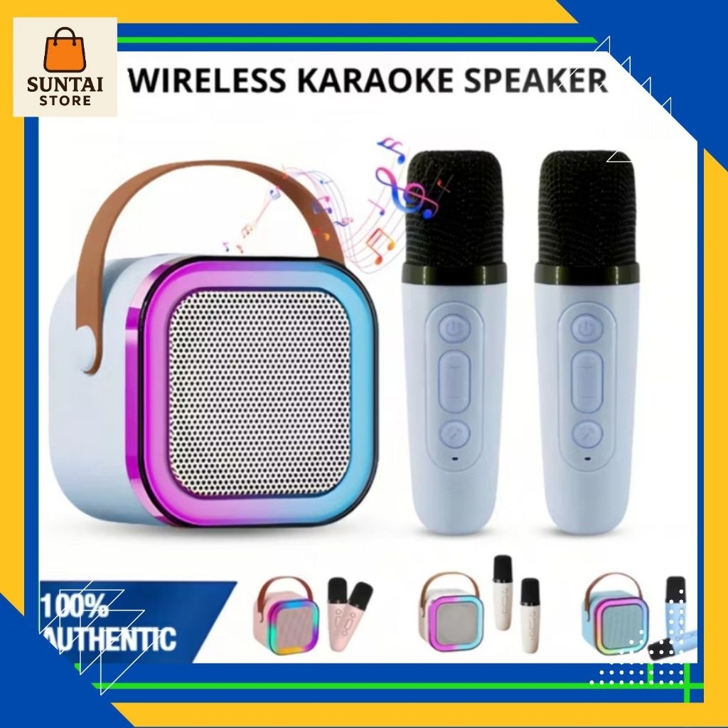 Jual Speaker Bluetooth Karaoke K12 2 Mic LED Light RGB 3D Super Bass ...