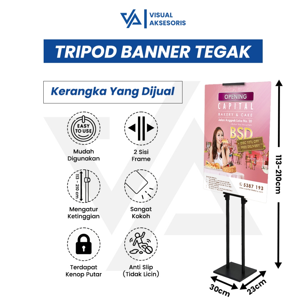 Jual Tripod Banner Tipe Tegak | Stand Banner 2 Sisi | Tiang Banner ...