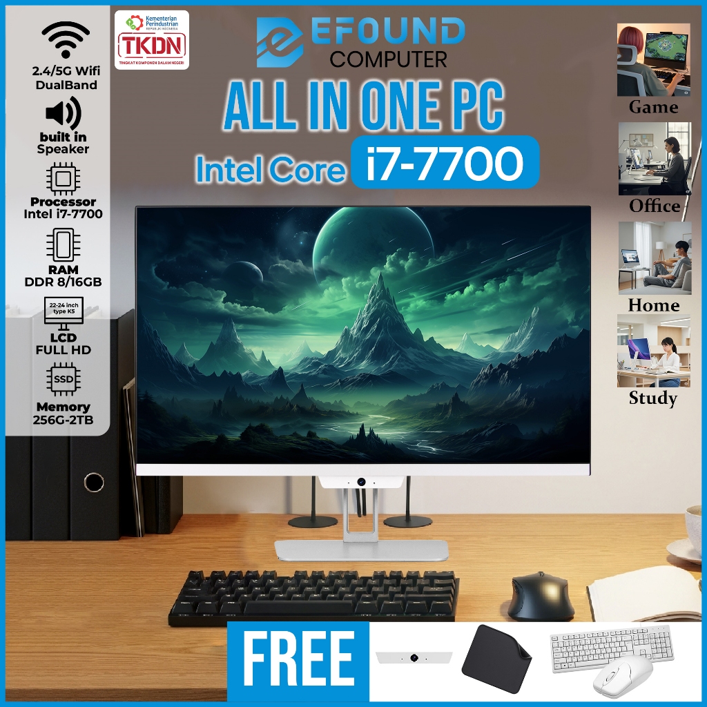 Jual eFound PC All-in-One Intel Core i7-7700 Super Tipis, Full HD 24 ...