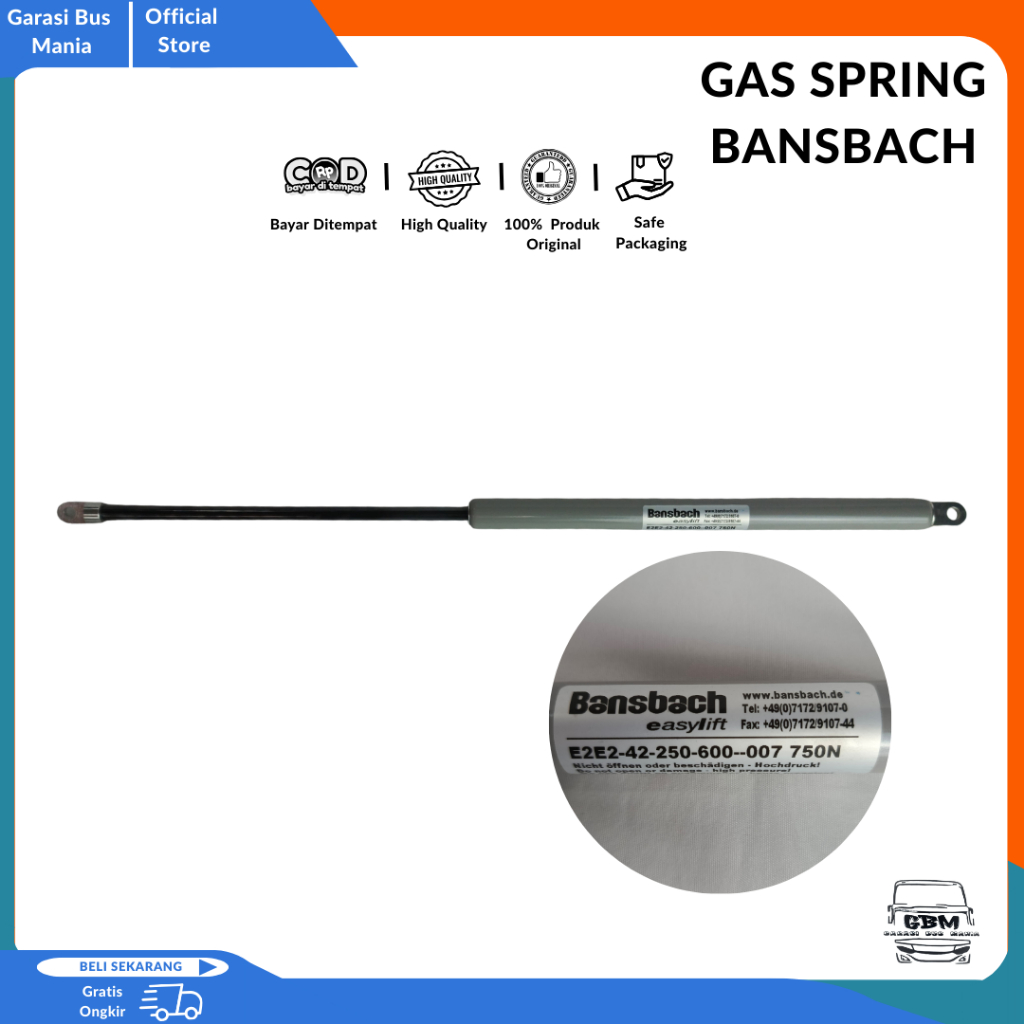 Jual [ORIGINAL]Stabilus Bansbach 750N/Gas Spring Bansbach 750N 60CM ...