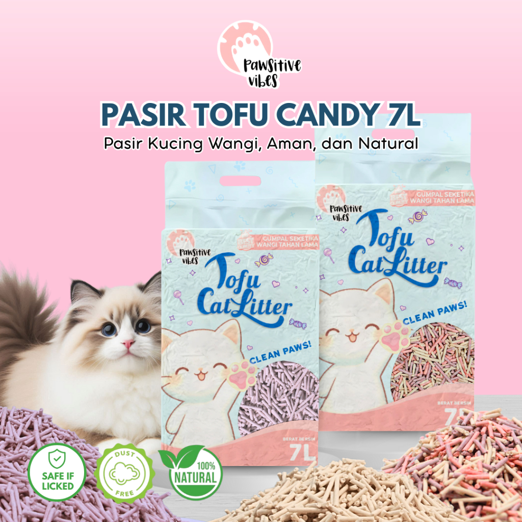 Jual Pawsitive Vibes Tofu Candy Cat Litter - Pasir Kucing Gumpal Wangi ...