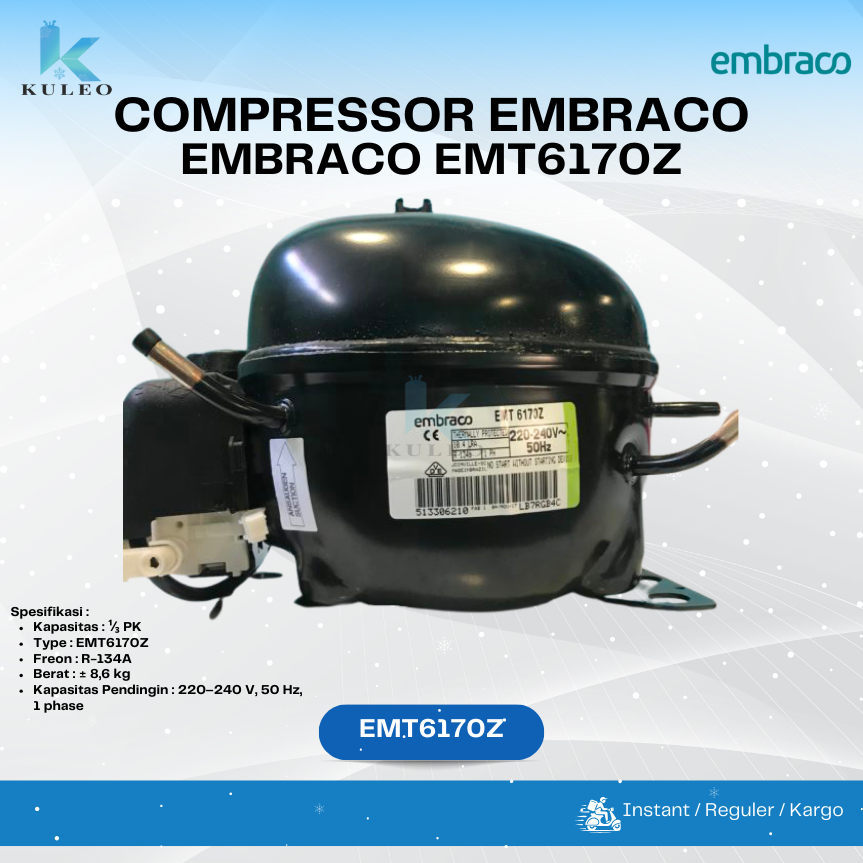 Jual Kompresor Embraco 1/3Hp EMT6170Z - Compressor embraco emt6170z - Kompresor Embraco 1/3PK ...