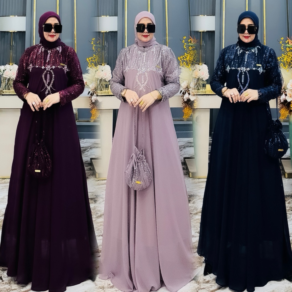 Jual AMORA DRES 3IN1 GAMIS SET HIJAB FREE TAS BY BAAHIRAHANNAFI TERBARU ...