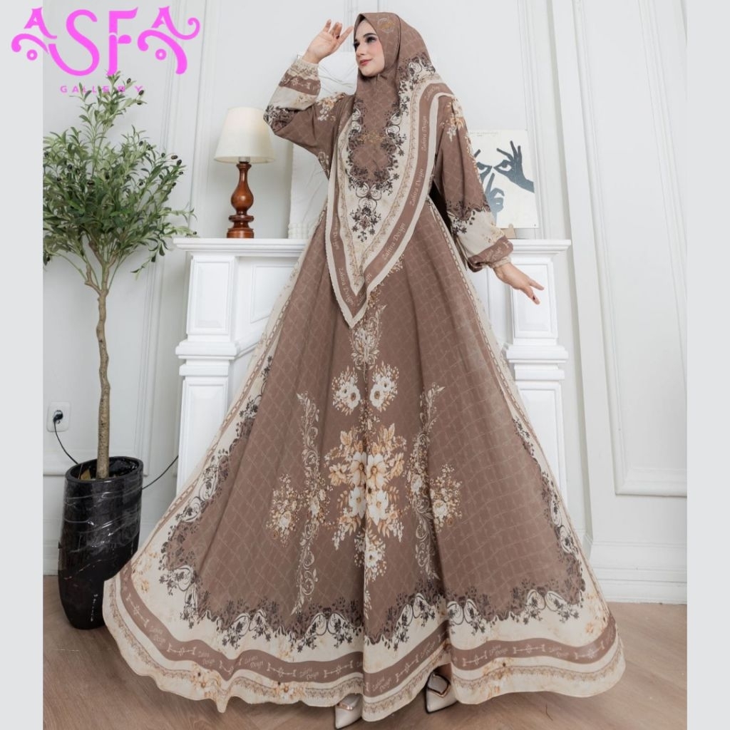 Jual [702]Gamis Dress Muslim Syari Set Khimar Oval panjang ujung lancip ...