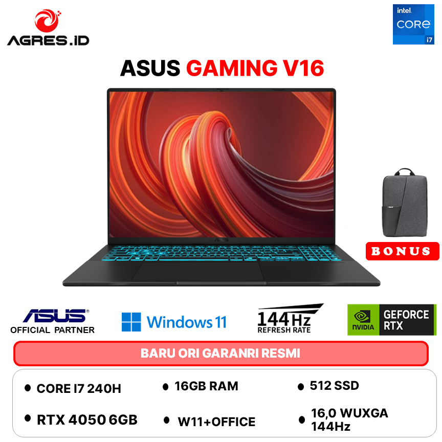 Jual ASUS GAMING V16 V3607VU CORE I7 240H RTX4050 6GB/ 16GB 512GB W11 ...