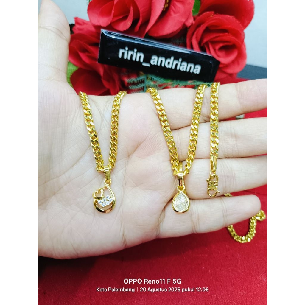 Jual kalung rantai pipih titis air anak dan dewasa lapis emas 24k ...