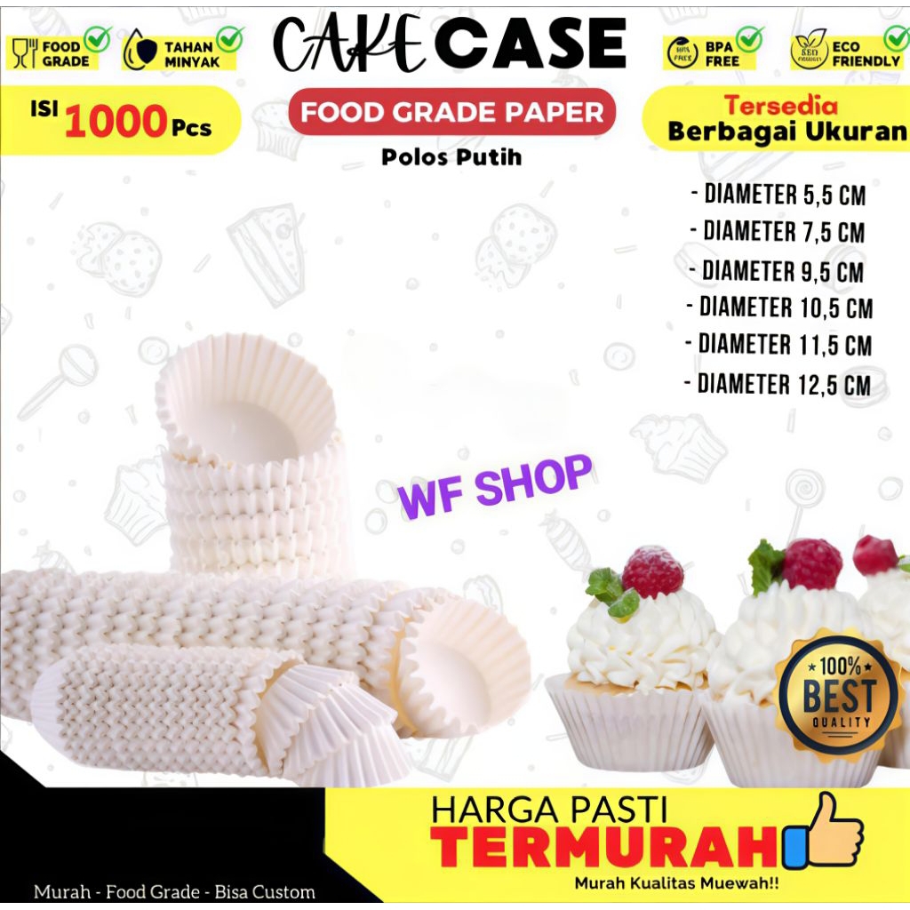 Jual Cake Case Putih Berbagai Ukuran / Kertas Kue Cupcake Putih Isi ...