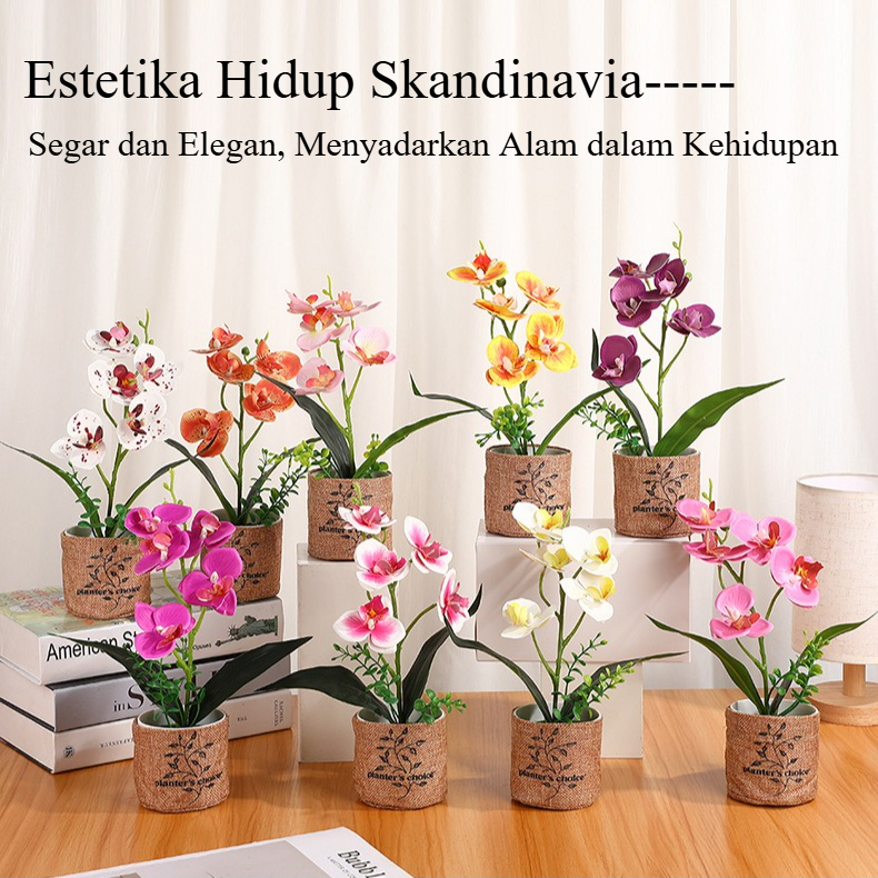Jual Pohon Anggrek Tiruan 5 Bungaan tas kain Hiasan Luar Ruangan, Bunga ...