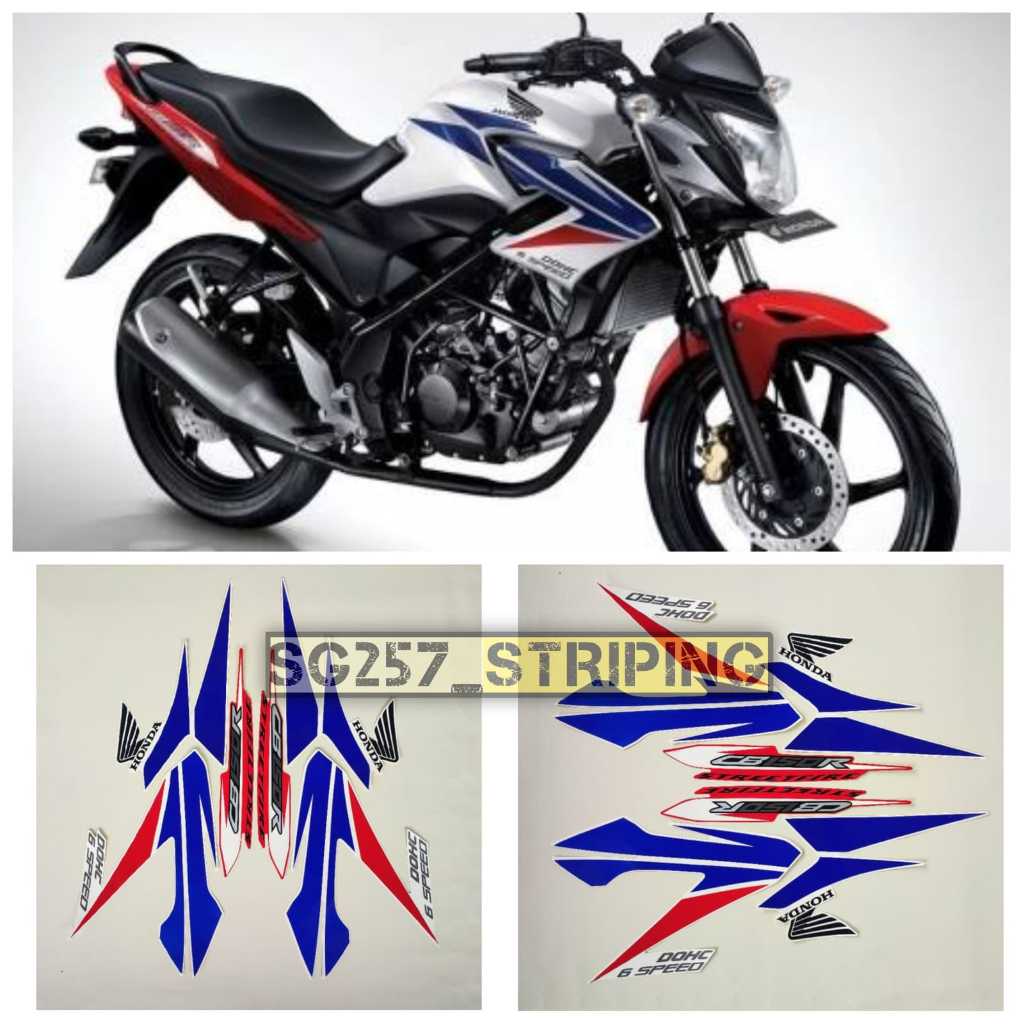 Jual Striping Stiker Lis Les Polet Motor Honda Cb150r 2014 Putih Merah ...