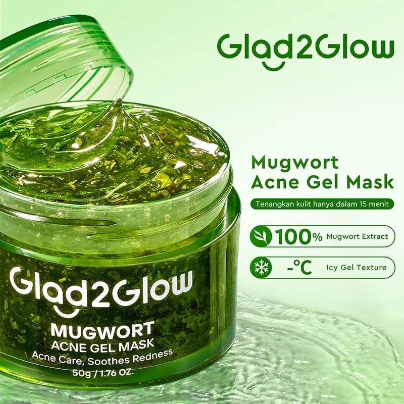 Jual Glad2Glow Mugwort Acne Gel Mask 50g | Shopee Indonesia