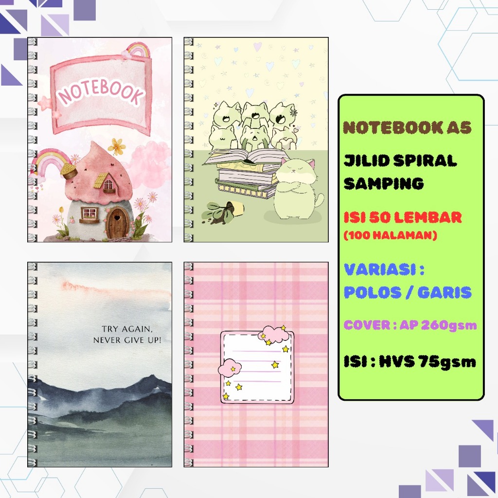 Jual Notebook A5/ Buku Catatan / Buku Tulis / Jurnal, isi 50 Lembar ...