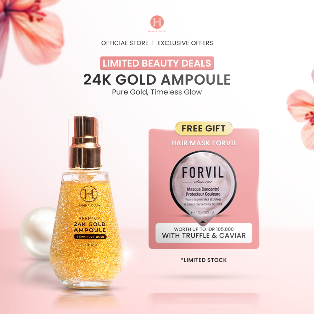 Jual HANNA GLOW PREMIUM 24K GOLD AMPOULE 100ml | Perawatan Wajah dengan Kandungan Emas Murni 24K ...
