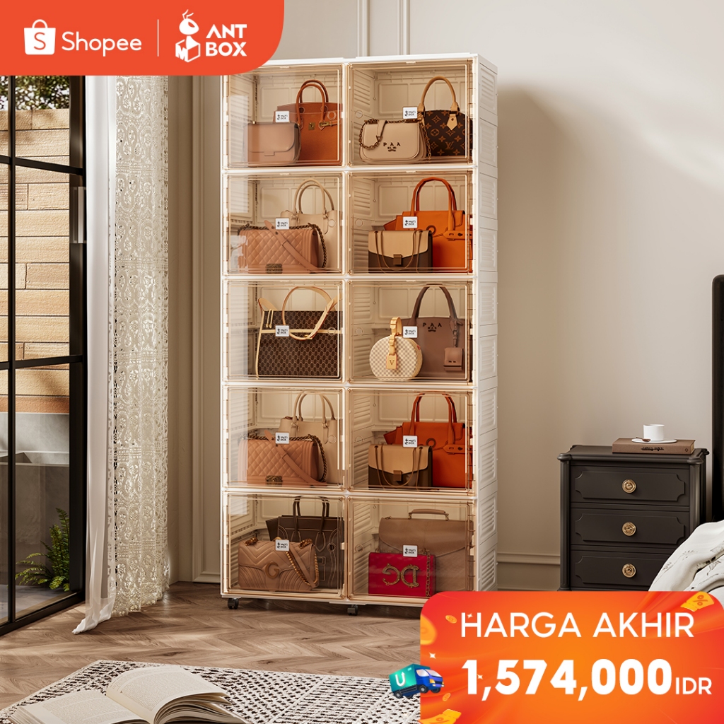 Jual ANTBOX Kabinet Tas 10 Box Storage Penyimpanan Serbaguna Rak Lipat ...