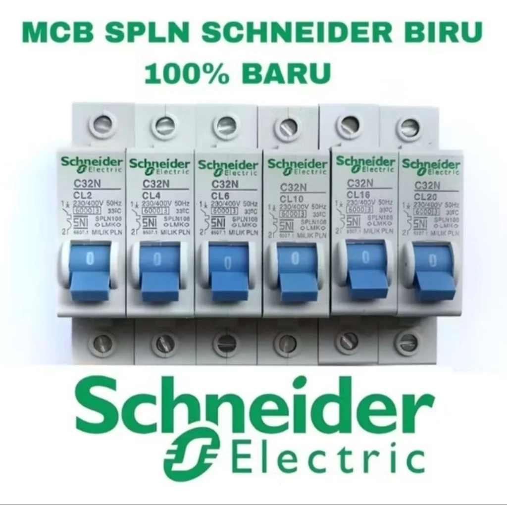 Jual MCB SCHNEIDER PLN BIRU 1PHASE 2A 4A 6A 10A 16A 20A 25A 35A 40A | Shopee Indonesia