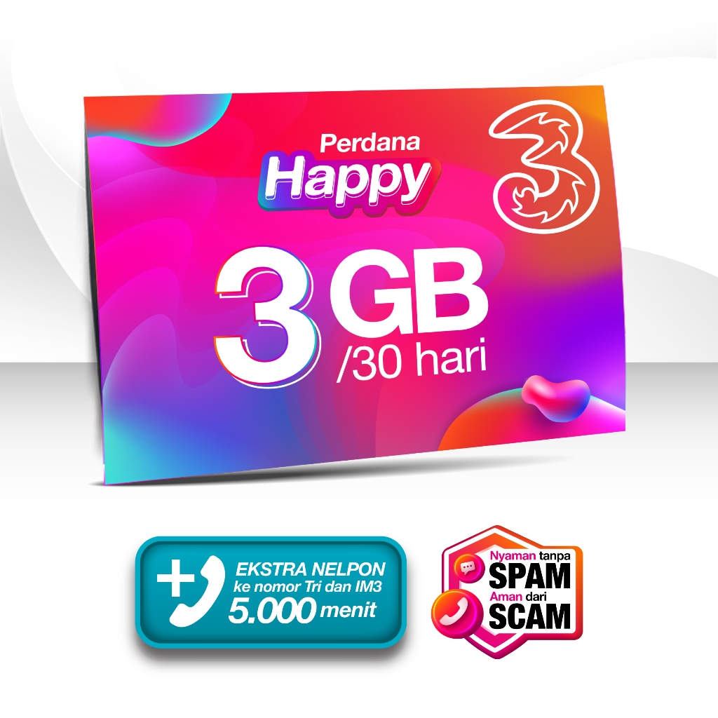 Jual Kartu Perdana Tri Happy 3GB | Shopee Indonesia