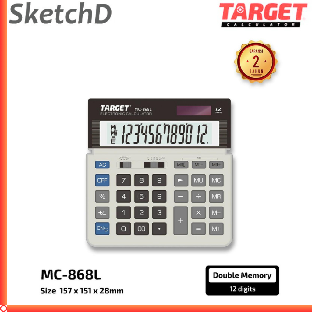 Jual Kalkulator meja sedang 12 digit Target MC 868 L Desk Calculator ...