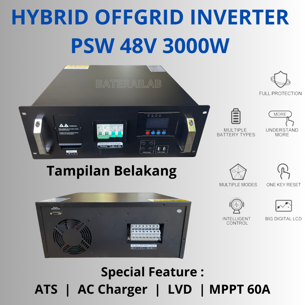 Jual Hybrid Offgrid Inverter PSW 48V 3000W MPPT 60A | Shopee Indonesia