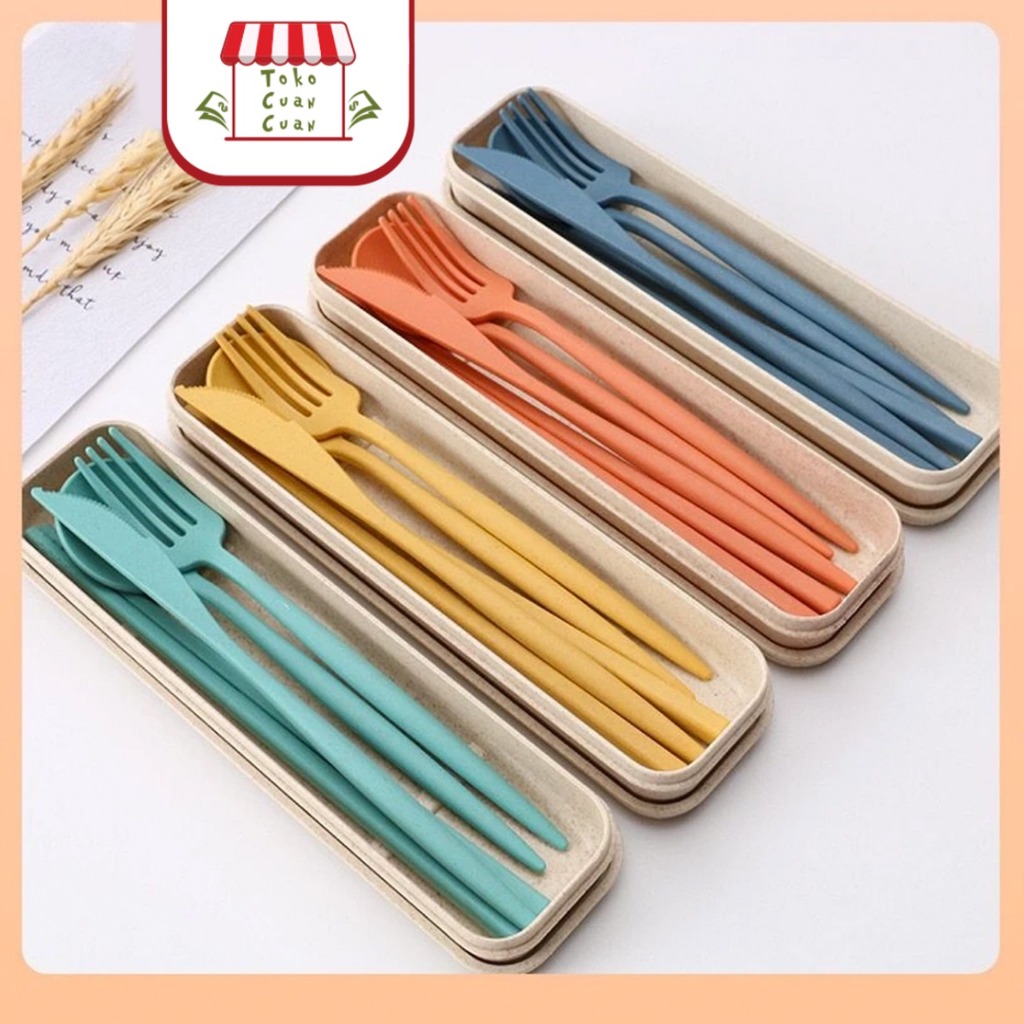 Jual TCC WHEAT 4 in 1 Set Tableware Set Sendok Garpu Sumpit Pisau ...