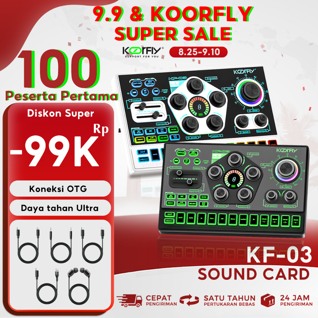 Jual 【Promo Hebat】Koorfly Kf03 Desain RGB Terbaru Live Soundcard 48V ...