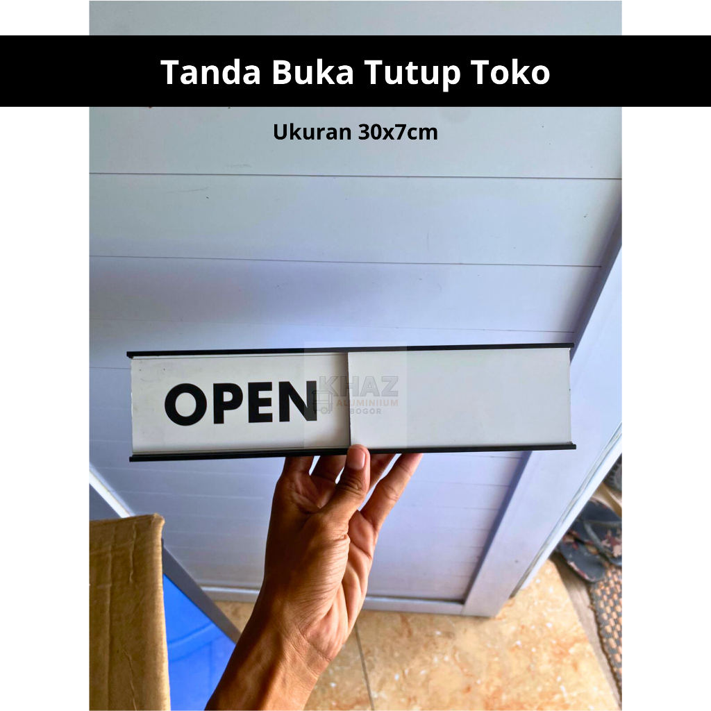 Jual Papan Tanda Buka Tutup Toko Open Closed Ukuran 30x7cm Model Geser ...