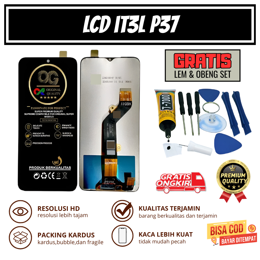 Jual LCD ITEL P37 ORIGINAL + TOUCHSCREEN || GRATIS 1 SET OBENG & LEM ...