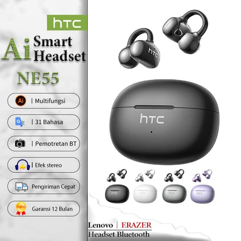 Jual HTC NE55 Bluetooth Earphone AI Translator IPX5 Headphone Bluetooth ...