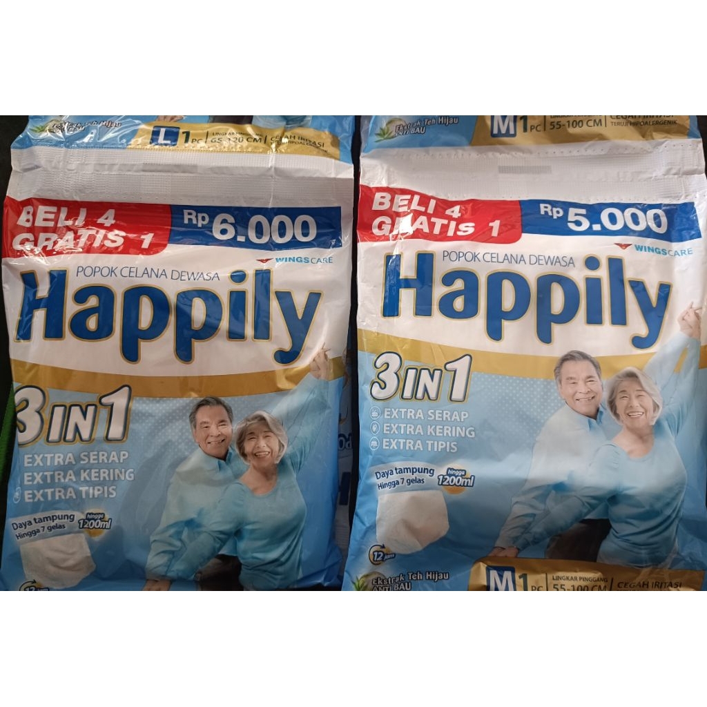Jual Happily Adult Pampers Popok Dewasa Ukuran M L XL 1 Renceng Isi 5 ...