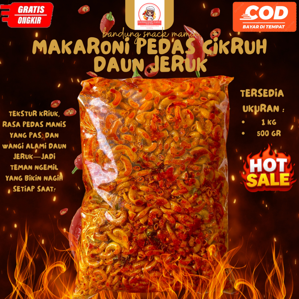 Jual MAKARONI CIKRUH 1 KG PEDAS DAUN JERUK KHAS BANDUNG SNACK MAMIN ...