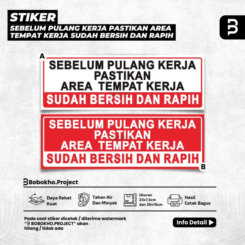 Jual Stiker sebelum pulang kerja pastikan area tempat kerja sudah ...