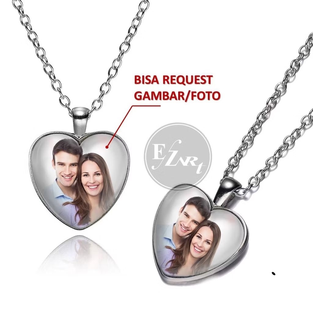 Jual Kalung liontin + foto / kalung foto pasangan / kalung foto love ...