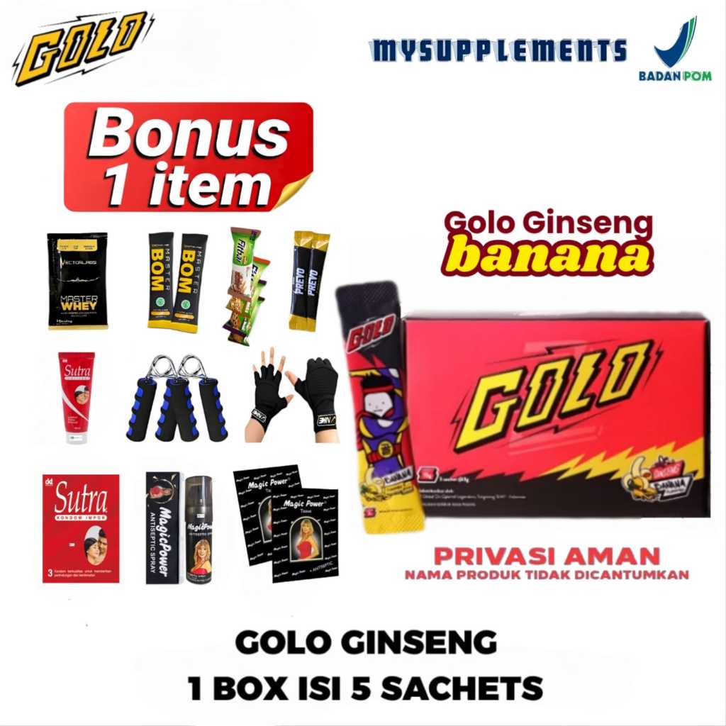 Jual GOLO Ginseng Botanical Banana 1 Box 5 Sachet Stamina Pria | Shopee ...