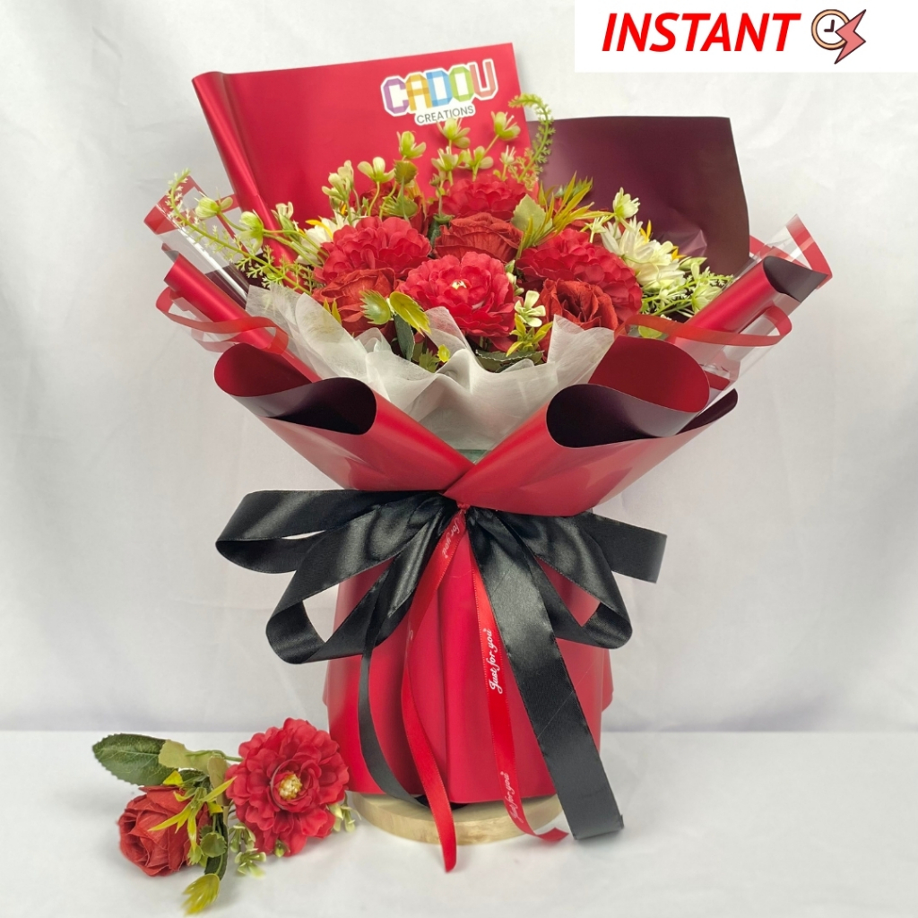 Jual Buket Bunga Merah 10 Tangkai – Artificial Premium | Hadiah Ulang ...