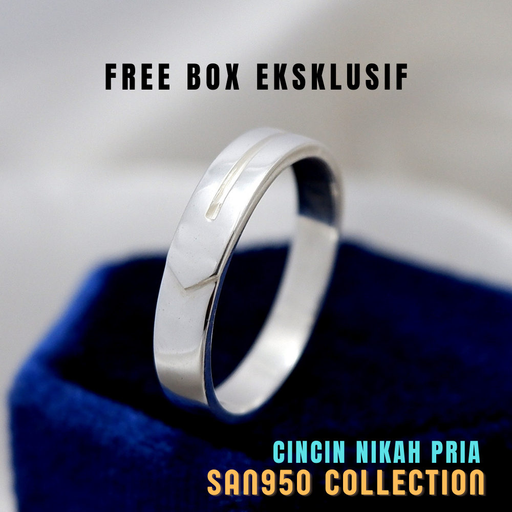 Jual Cincin Pria Perak 950 Original P17 Palladium Platinum Emas Putih ...