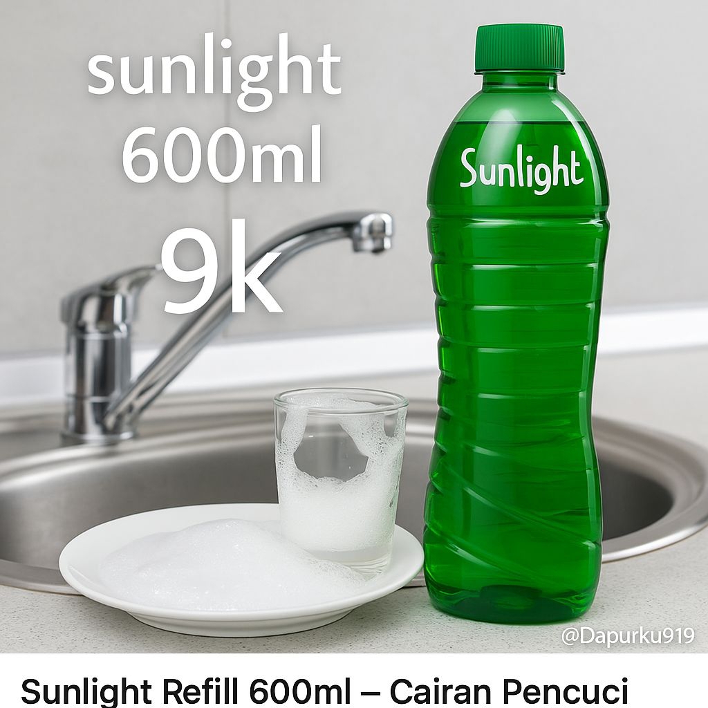 Jual Sunlight Refill 600ml Cairan Pencuci Piring Isi Ulang Botol Sabun ...