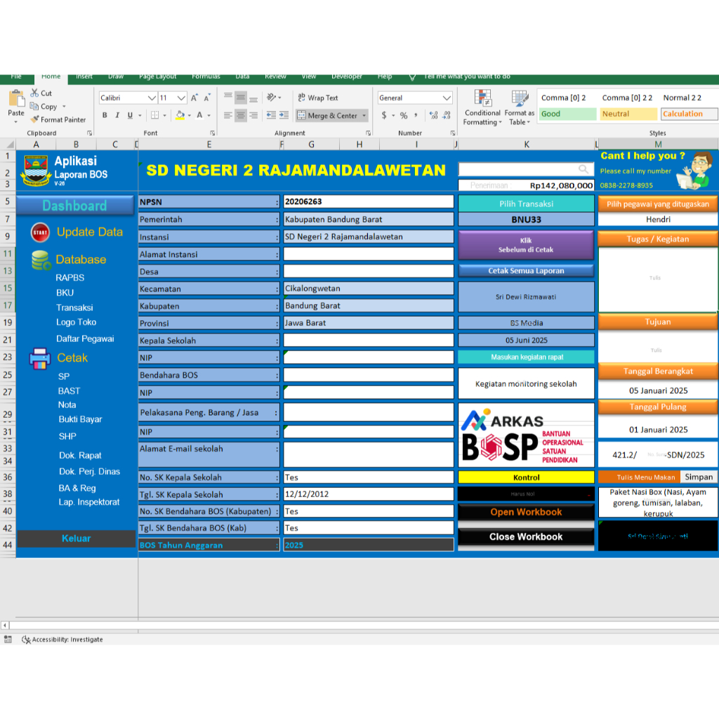Jual Aplikasi Laporan BOSP 2025 Format Excel (Lengkap seperti dari ...