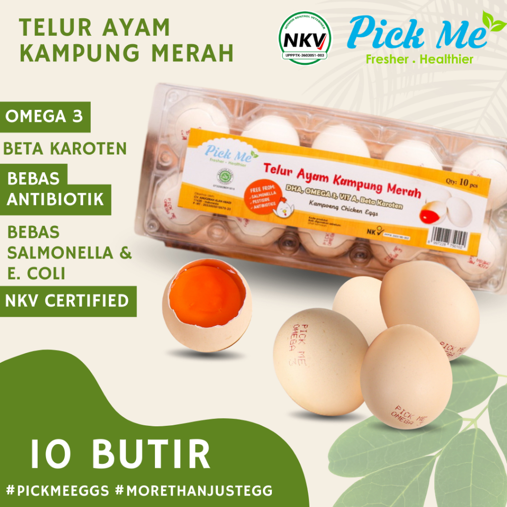 Jual Telur Ayam Kampung Merah Omega 3 Pick Me Eggs 10 Butir | Shopee ...