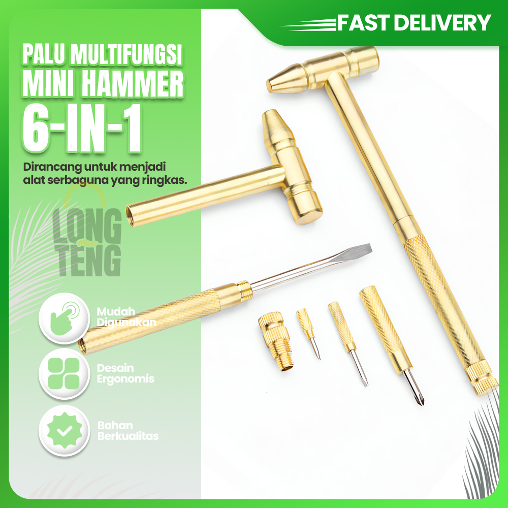 Jual Palu Emas 6in1 Multifungsi Alat Perkakas Pertukangan Hammer Obeng ...