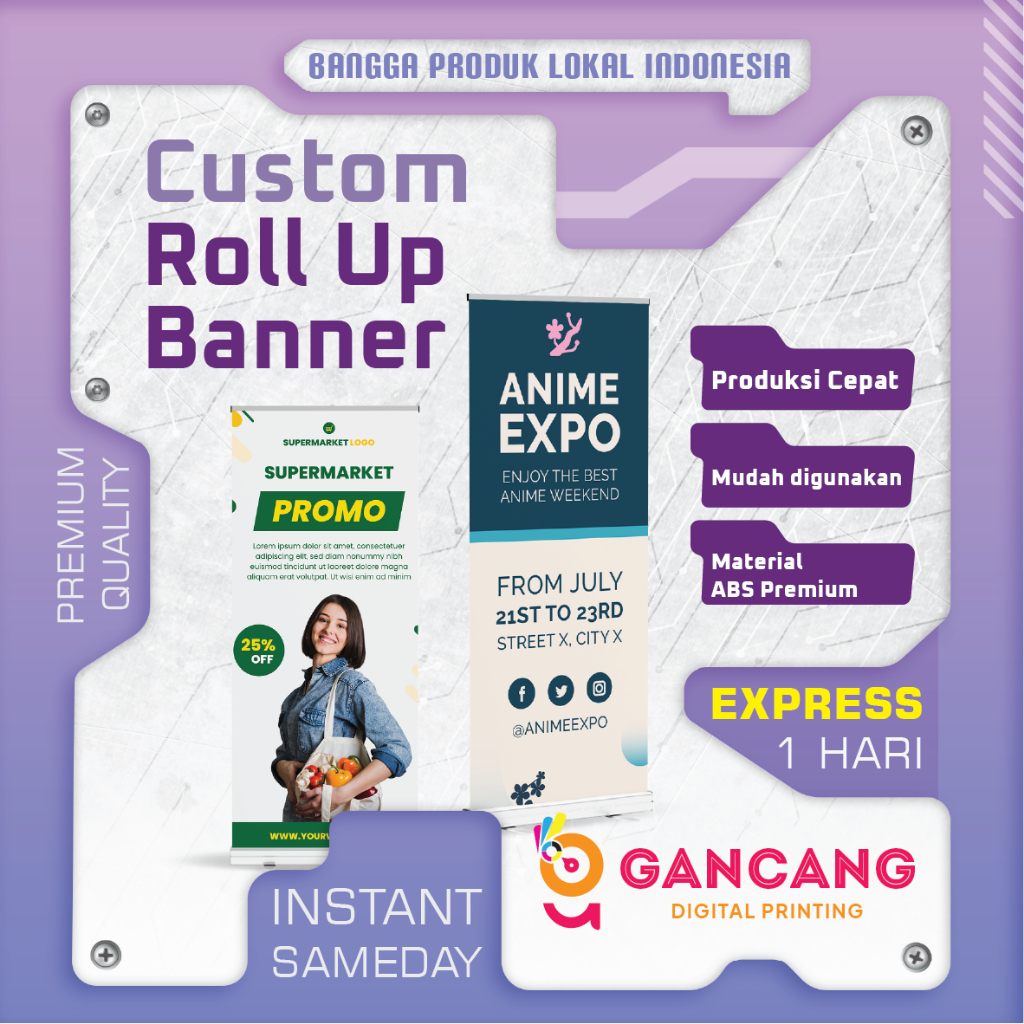 Jual CETAK ROLL UP BANNER 60X160 / 80X200 CM – BANNER PORTABLE, RINGAN ...