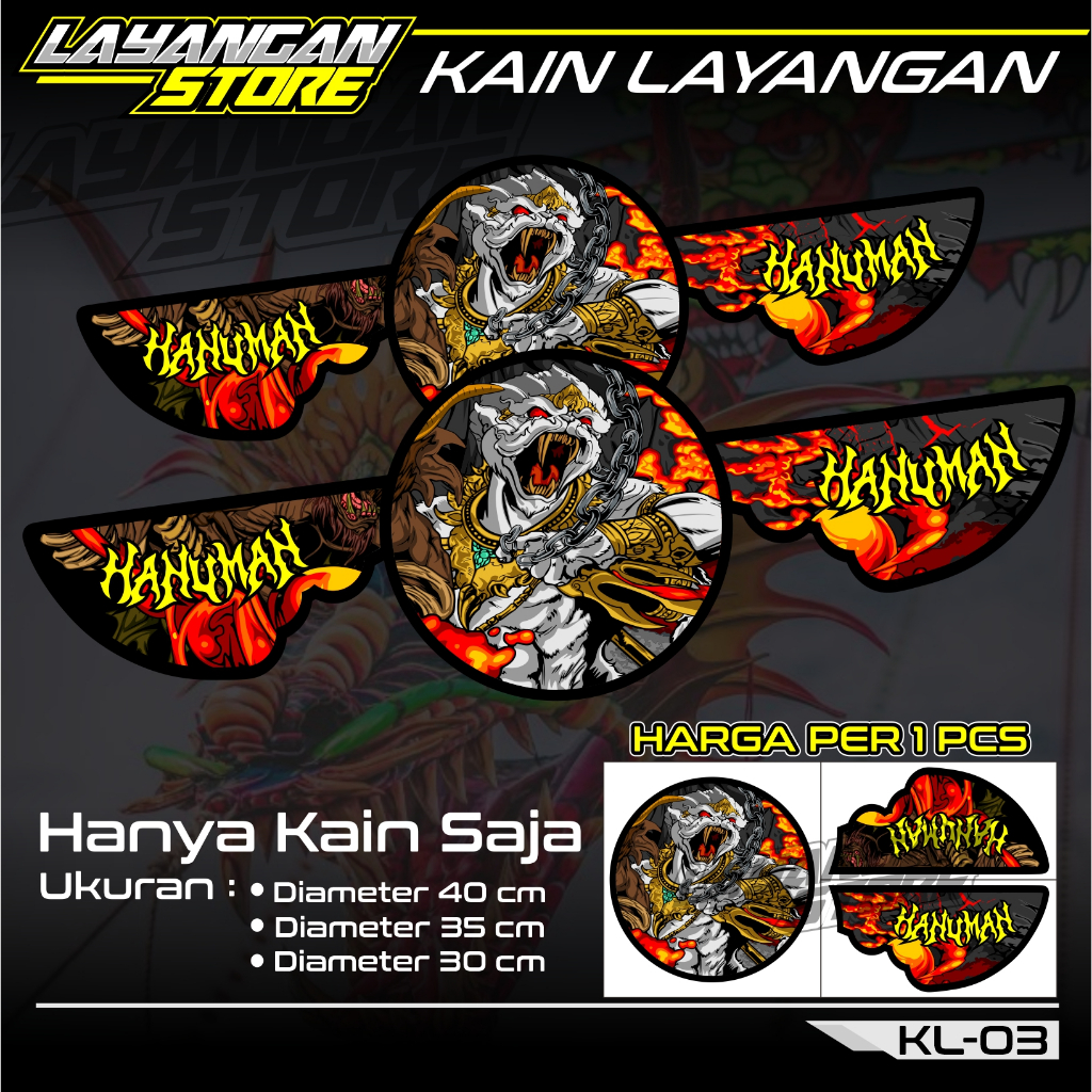 Jual Kain Layang - Layang Naga Full Printing Motif Hanuman / Kain ...