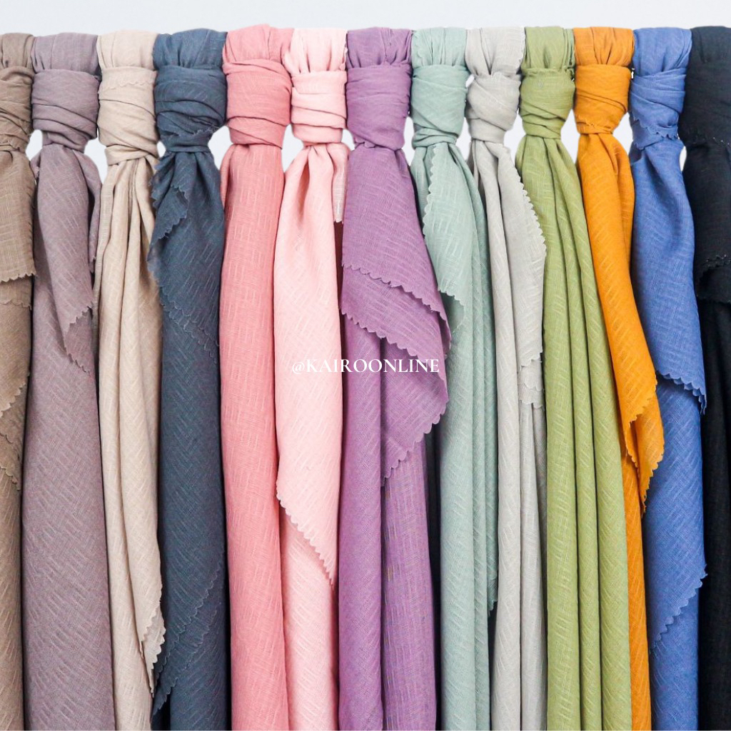 Jual Kairo - Hijab Plain Dobby strip - Hijab Segiempat Vennay Laser cut ...
