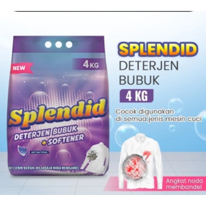 Jual New Detergent Plus Softener Bubuk Splendid 4 Kg Cocok Untuk Mesin ...