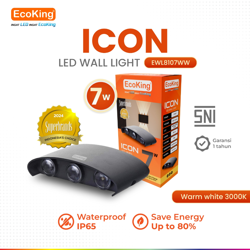 Jual EcoKing LED Icon Wall Light Lampu Dinding 7W Cahaya Kuning (ICON ...