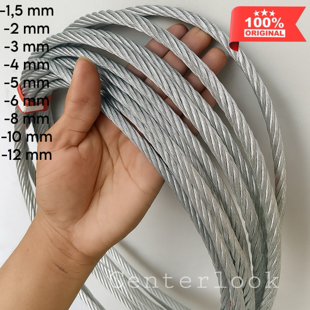 Jual Kawat Seling Baja Galvanis 8mm 10mm 12mm Tali Seling baja Wire ...