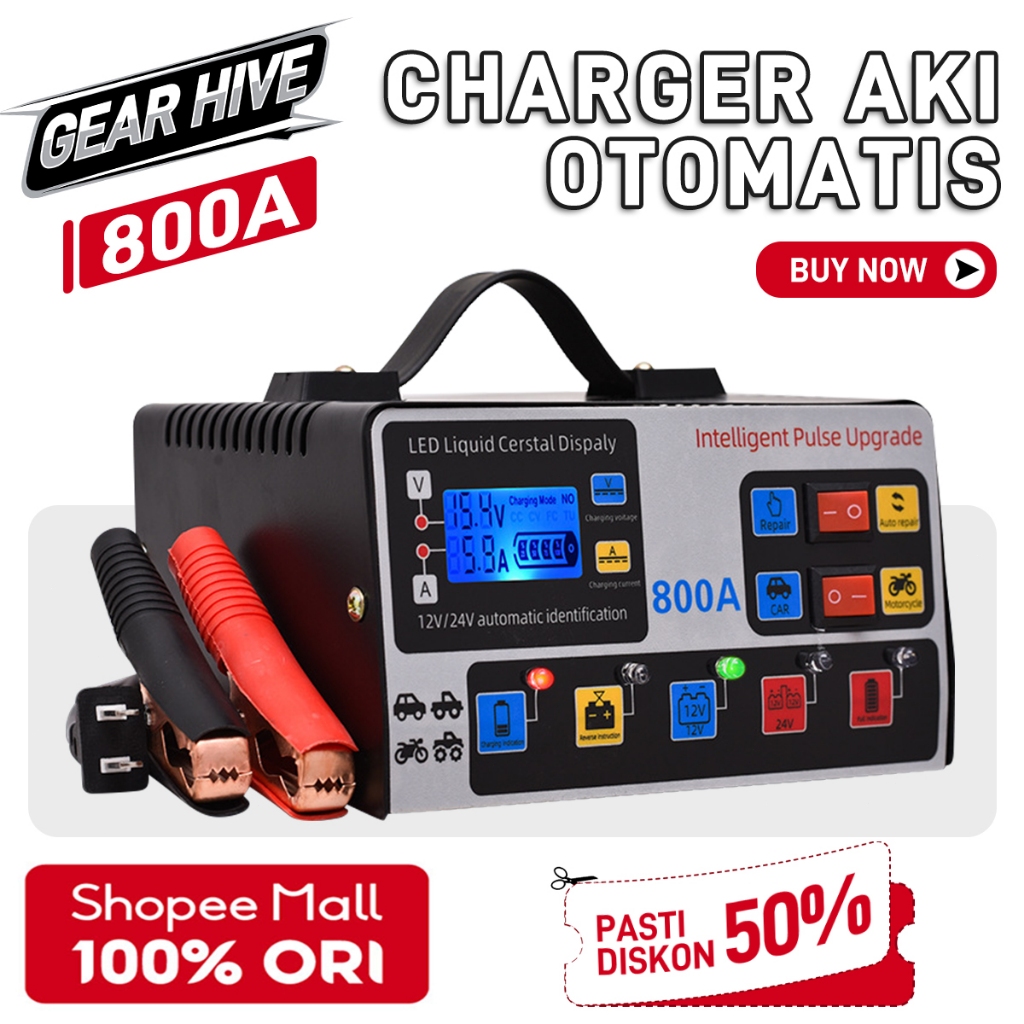 Jual Gear Hive Charger Aki Otomatis Smart Intelligent 12v/24v 400W ...