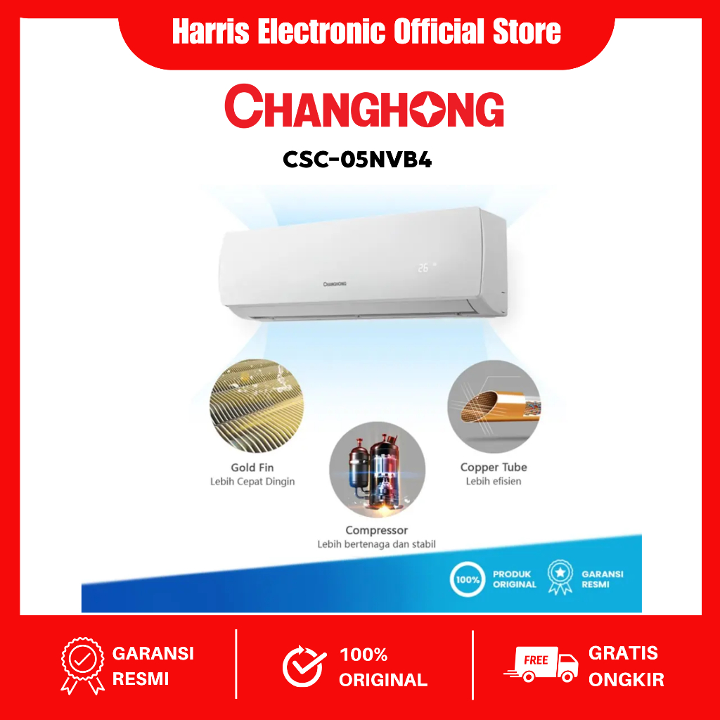 Jual CHANGHONG AC 1/2 PK STANDARD CSC-05NVB4 [INDOOR + OUTDOOR UNIT ...