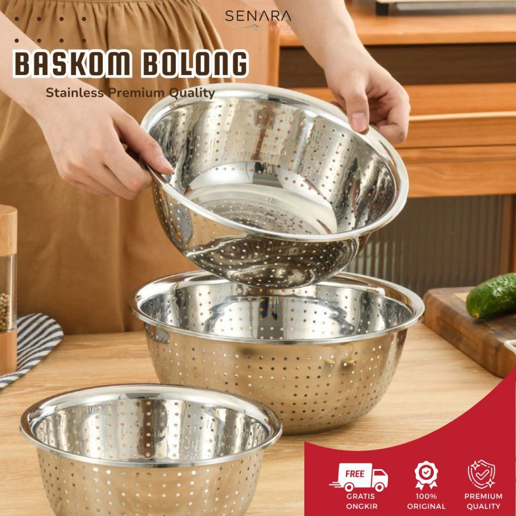 Jual SENARA Living Baskom Lubang Stainless Steel | Bakul Nasi Lubang ...